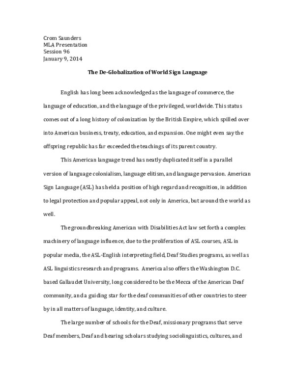 (PDF) Crom Saunders MLA Presentation Session 96- The De-Globalization ...