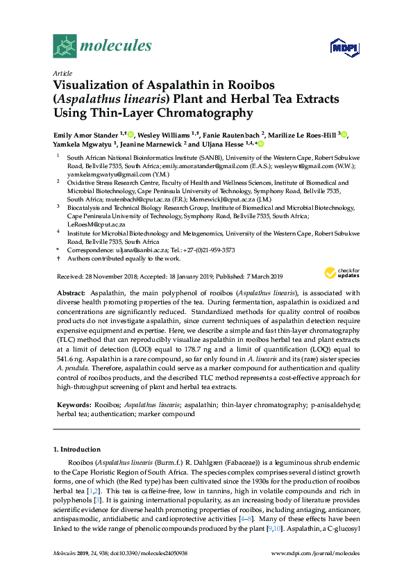 (PDF) Visualization of Aspalathin in Rooibos (Aspalathus linearis ...