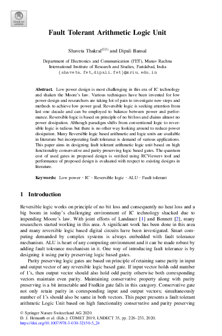 (PDF) Fault Tolerant Arithmetic Logic Unit