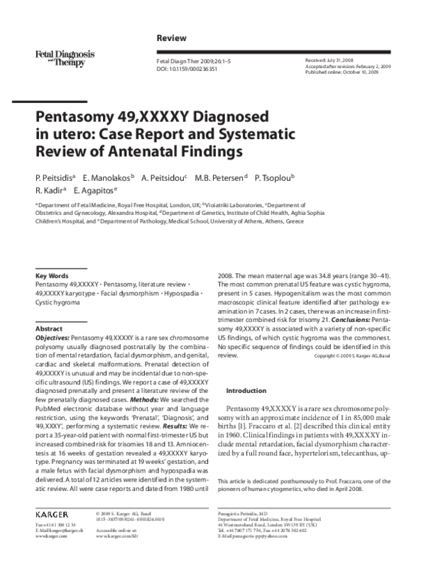 (PDF) Pentasomy 49, XXXXY Diagnosed in utero: Case Report and ...