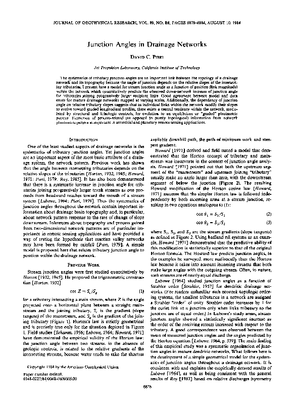 (PDF) Junction angles in drainage networks