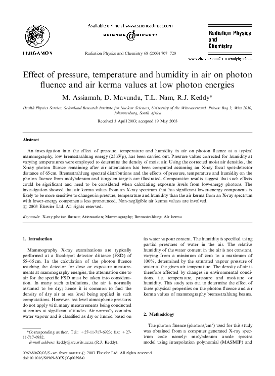 (PDF) Effect of pressure, temperature and humidity in air on photon ...