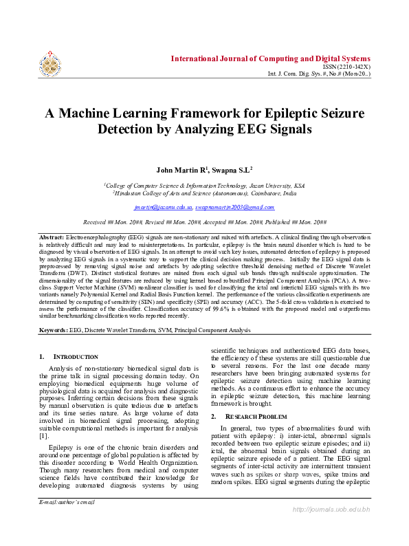 (PDF) A Machine Learning Framework for Epileptic Seizure Detection by ...