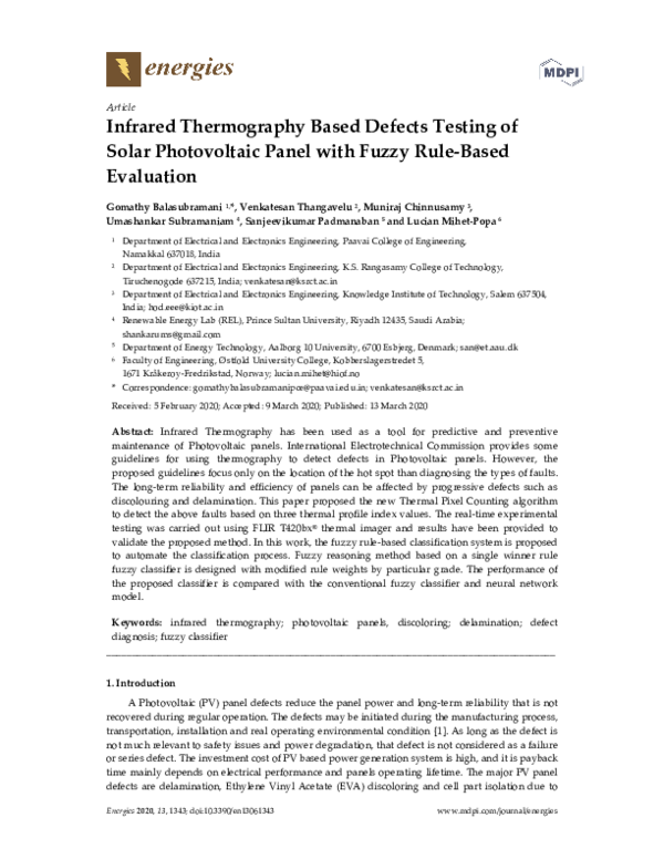 (PDF) Infrared Thermography Based Defects Testing of Solar Photovoltaic ...