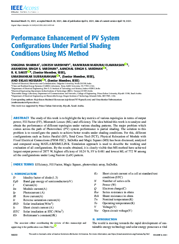 Pdf Performance Enhancement Of Pv System Configurations Under Partial Shading Conditions Using