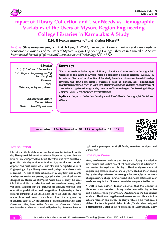 (PDF) Impact of Library Collection and User Needs vs Demographic ...