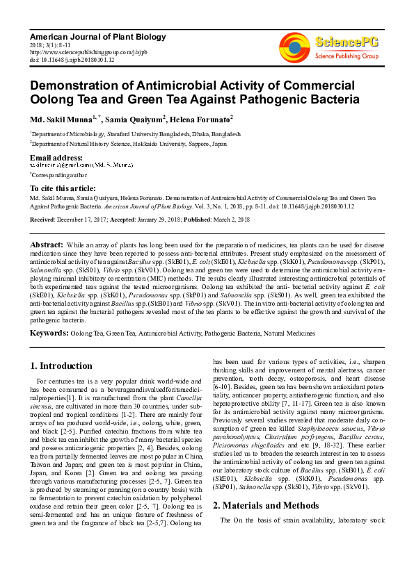 (PDF) Demonstration of Antimicrobial Activity of Commercial Oolong Tea ...