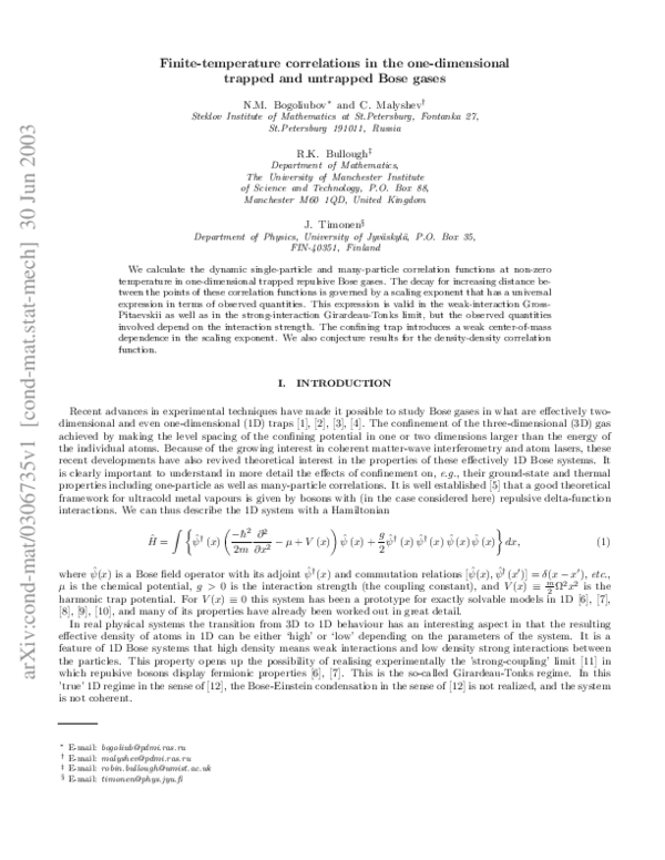 (PDF) Finite temperature correlations in the one-dimensional quantum Ising model