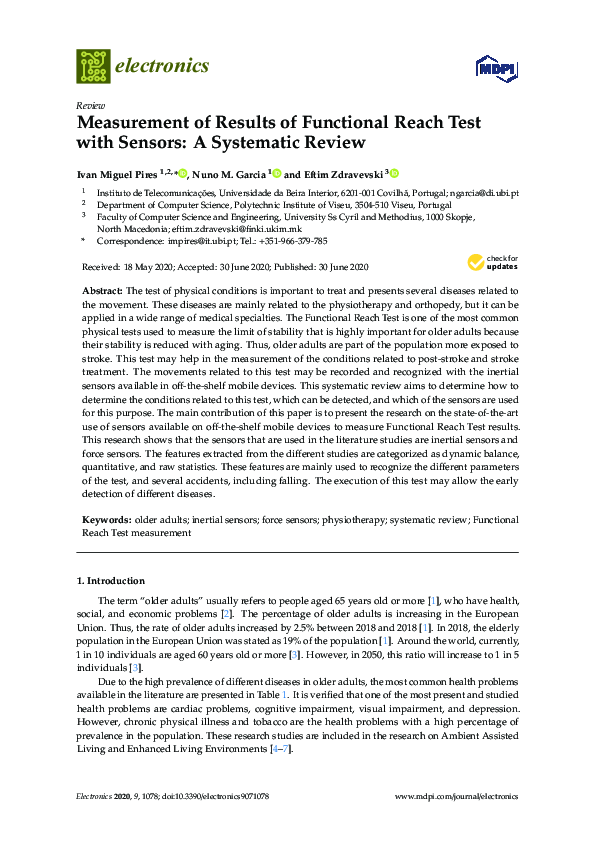 (PDF) Measurement of Results of Functional Reach Test with Sensors: A ...