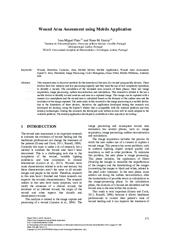 (PDF) Wound Area Assessment using Mobile Application