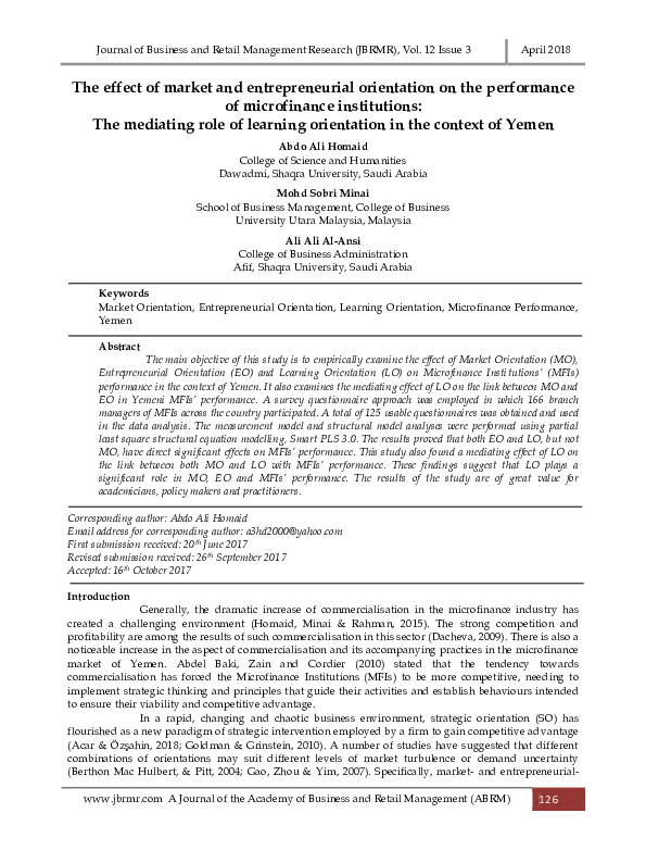 (PDF) The Effect of Market and Entrepreneurial Orientation on Firm ...