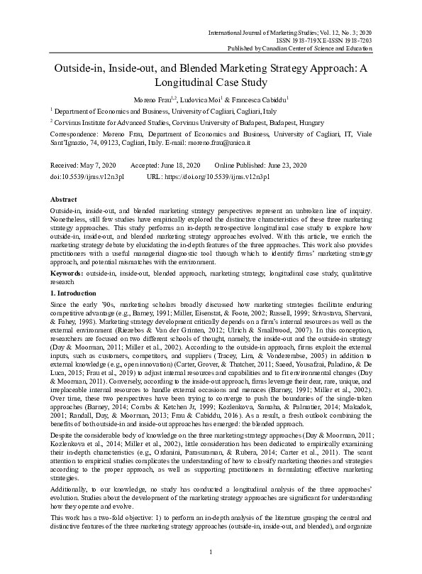 (PDF) Outside-in, Inside-out, and Blended Marketing Strategy Approach ...