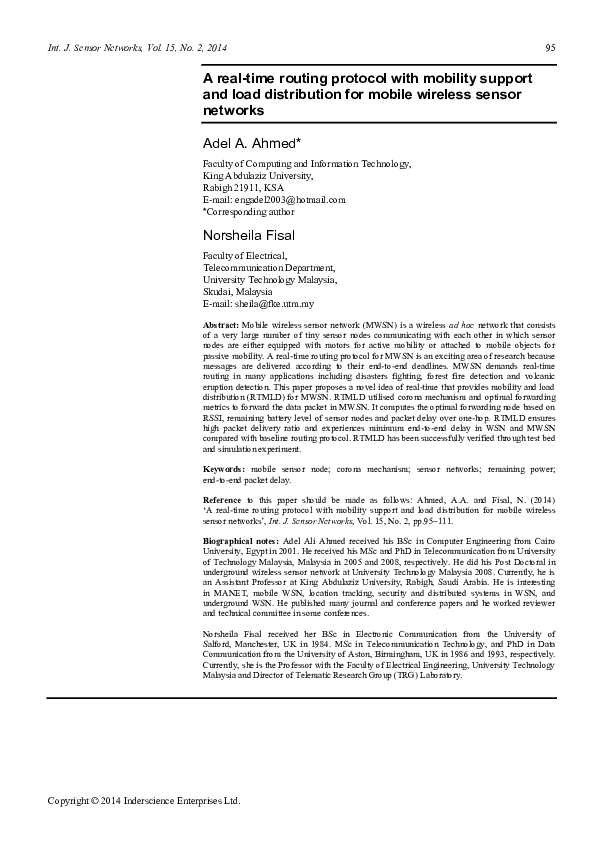 Pdf A Real Time Routing Protocol With Mobility Support And Load Distribution For Mobile