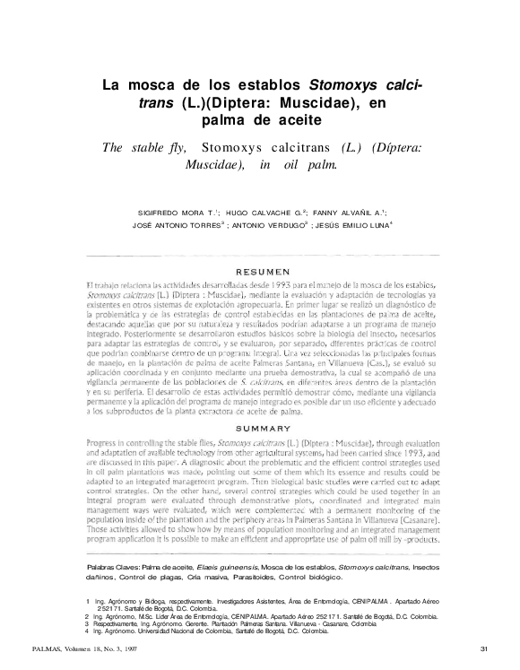 (PDF) La mosca de los establos Stomoxys calcitrans (L.)(Díptera ...