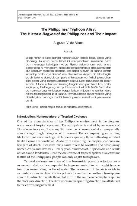 (PDF) The Philippines’ Typhoon Alley: The Historic Bagyos of the ...