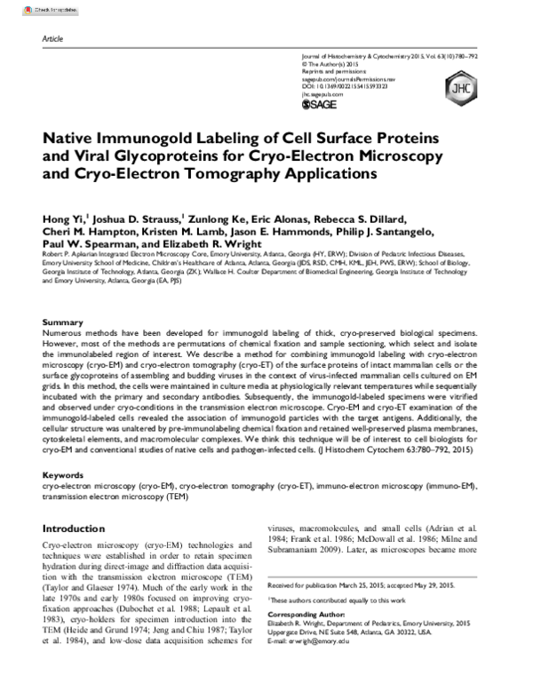 (PDF) Native Immunogold Labeling of Cell Surface Proteins and Viral ...