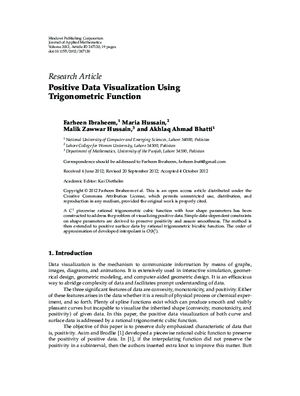 (PDF) Positive Data Visualization Using Trigonometric Function