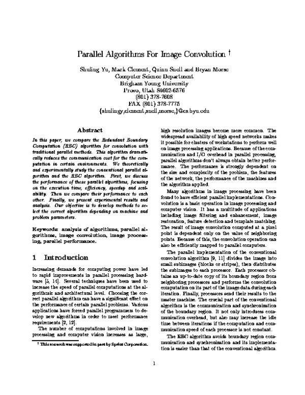 (PDF) Parallel Algorithms For Image Convolution