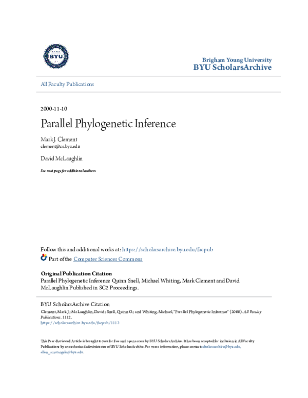 (PDF) Parallel Phylogenetic Inference