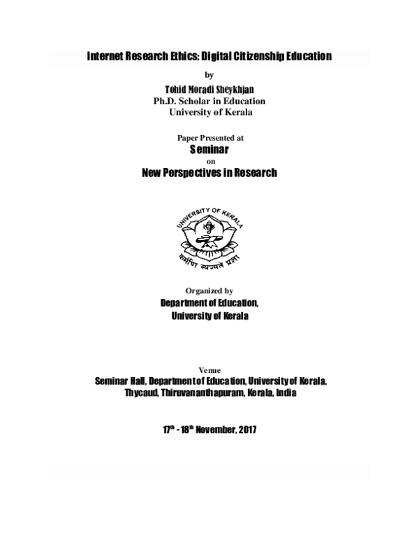 (PDF) Internet Research Ethics: Digital Citizenship Education