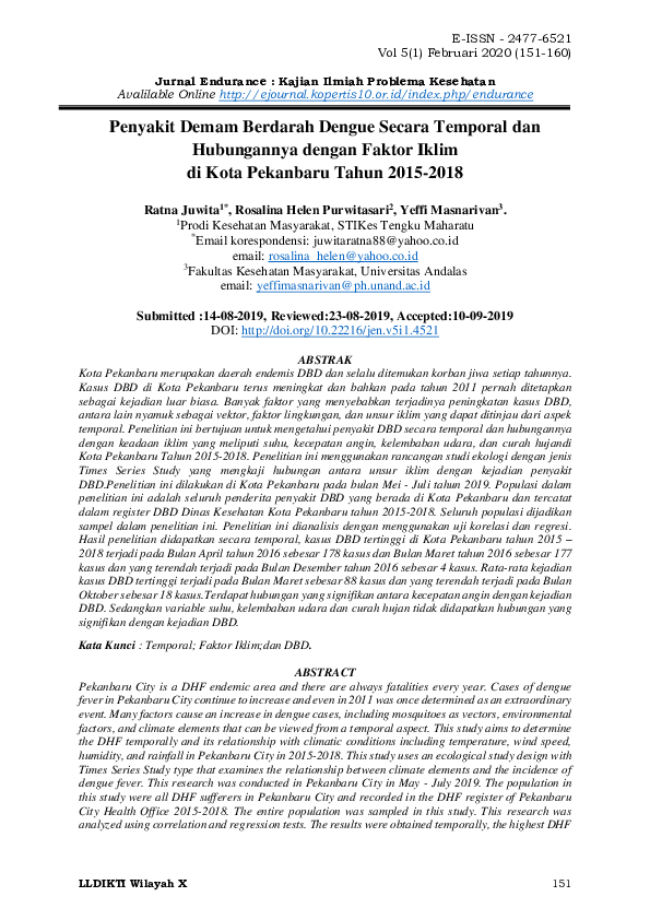 (PDF) Penyakit Demam Berdarah Dengue Secara Temporal dan Hubungannya ...