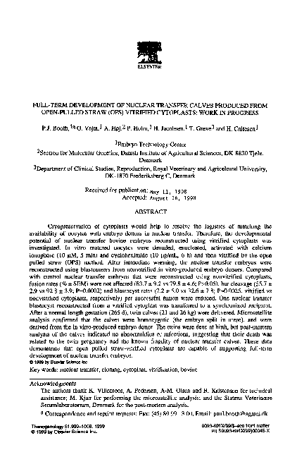 (PDF) Full-term development of nuclear transfer calves produced from ...