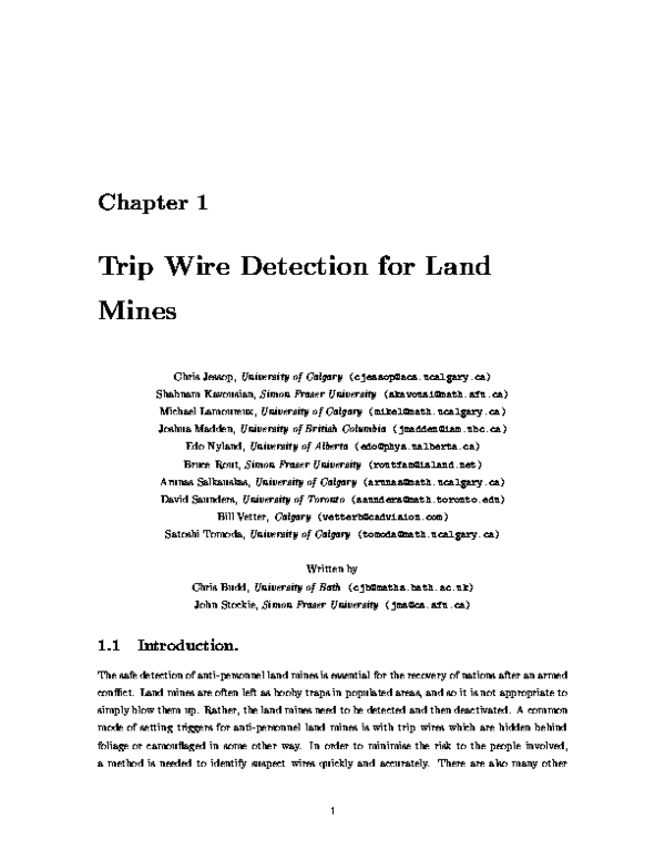(PDF) Trip Wire Detection for Land Mines