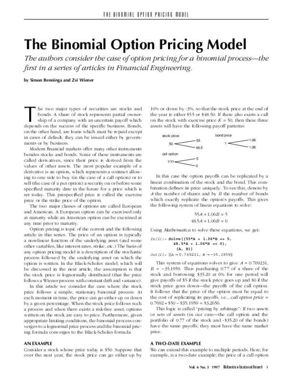 (PDF) Binomial Option-Pricing Model