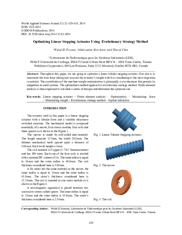 (PDF) Optimizing Linear Stepping Actuator Using Evolutionary Strategy Method