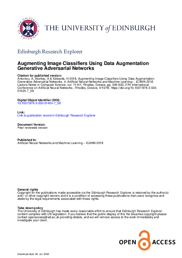 (PDF) Augmenting Image Classifiers Using Data Augmentation Generative Adversarial Networks