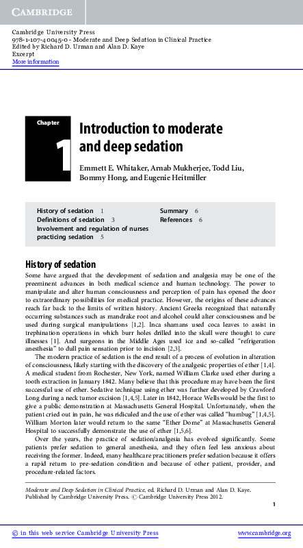 (PDF) Moderate and Deep Sedation in Clinical Practice