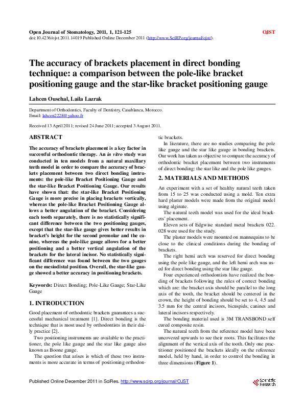 The accuracy of brackets placement in direct bonding technique: a ...