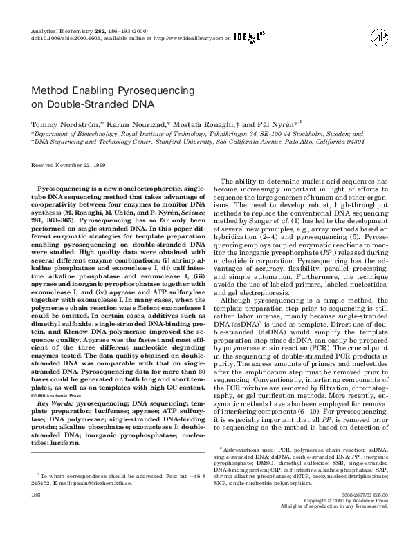 (PDF) Method Enabling Pyrosequencing on Double-Stranded DNA