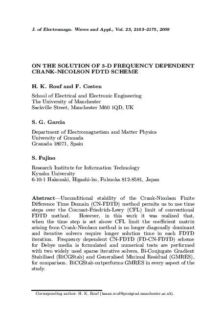 (PDF) 3D Crank-Nicolson finite difference time domain method for dispersive media