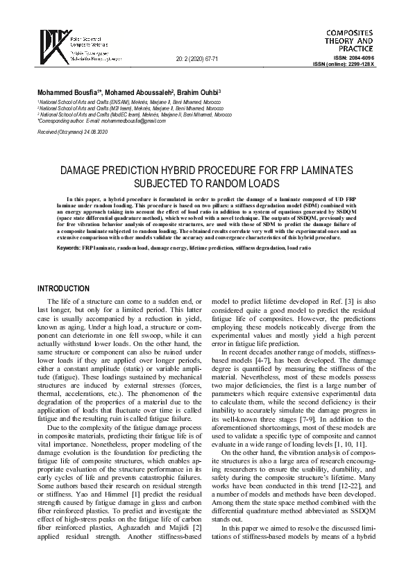 (PDF) Damage Prediction Hybrid Procedure for FRP Laminates Subjected to ...