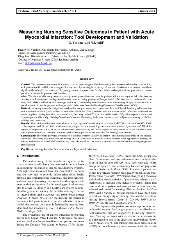 (PDF) Measuring Nursing Sensitive Outcomes in Patient with Acute ...