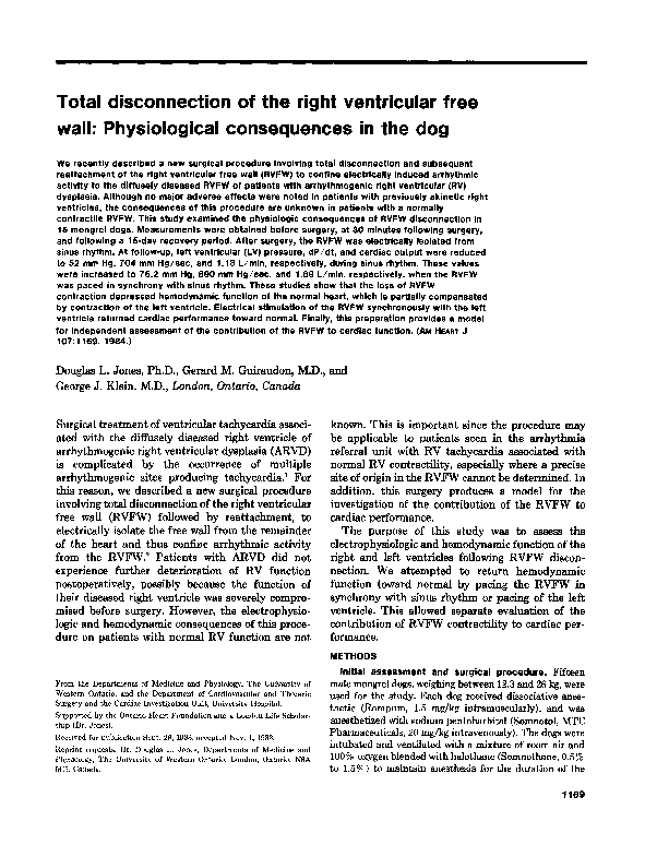 (PDF) Total disconnection of the right ventricular free wall ...
