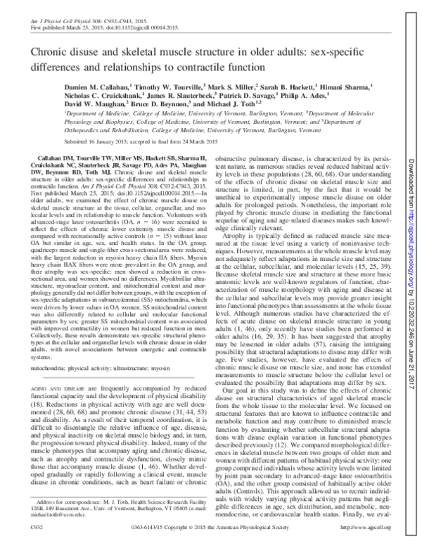 (PDF) Chronic Disuse and Skeletal Muscle Structure in Older Adults: Sex ...