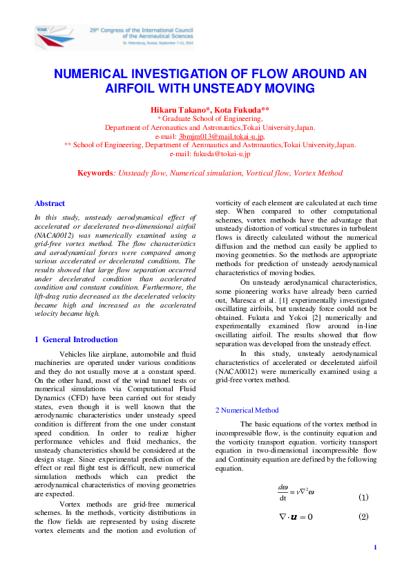 (PDF) Unsteady flow , Numerical simulation , Vortical flow , Vortex Method | Kota Fukuda ...
