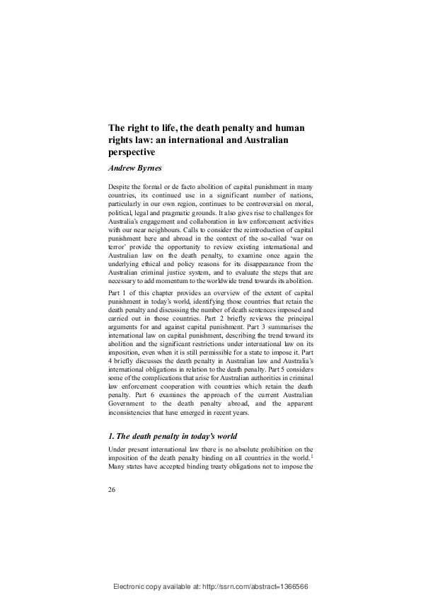 (PDF) The Right to Life, the Death Penalty and Human Rights Law: An ...