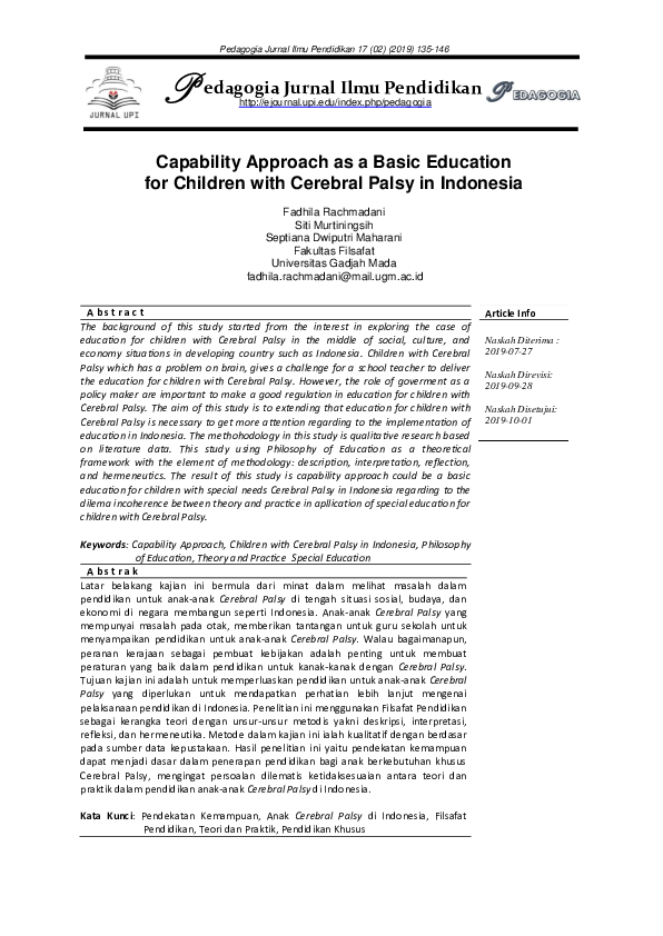 (PDF) Capability Approach as a Basic Education for Children with ...