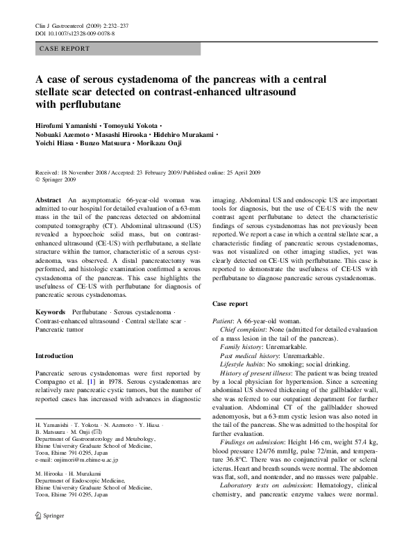 (PDF) A case of serous cystadenoma of the pancreas with a central ...