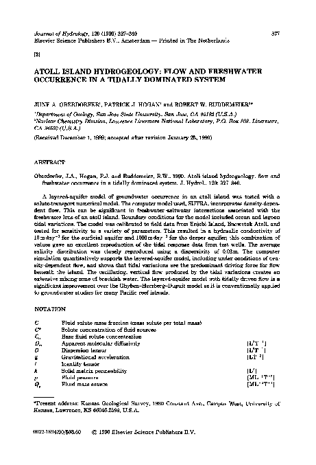 (PDF) Atoll island hydrogeology: Flow and freshwater occurrence in a ...