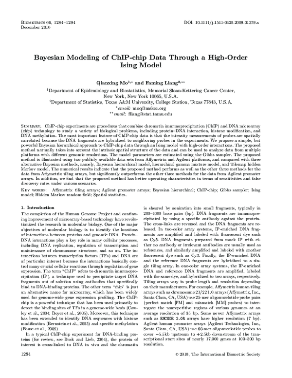 (PDF) Bayesian Ising Model for ChIP-chip Analysis