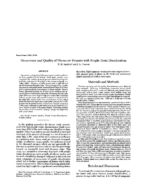 (PDF) Occurrence and Quality of Florunner Peanuts with Purple Testa ...