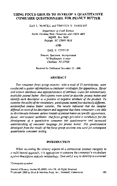 (PDF) Using Focus Groups to Develop a Quantitative Consumer ...