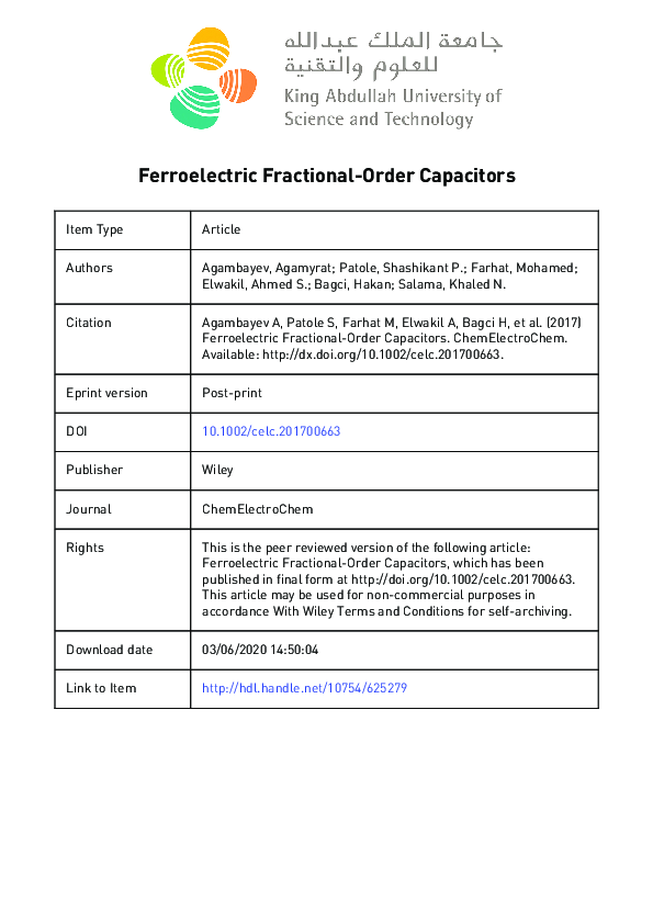 Pdf Ferroelectric Fractional Order Capacitors