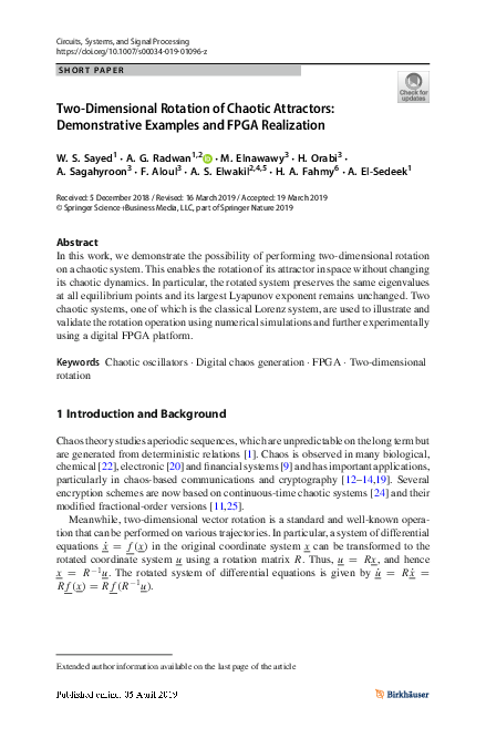 (PDF) Two-Dimensional Rotation of Chaotic Attractors: Demonstrative ...