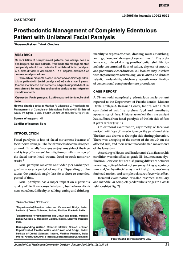(PDF) Prosthodontic management of a completely edentulous patient with ...