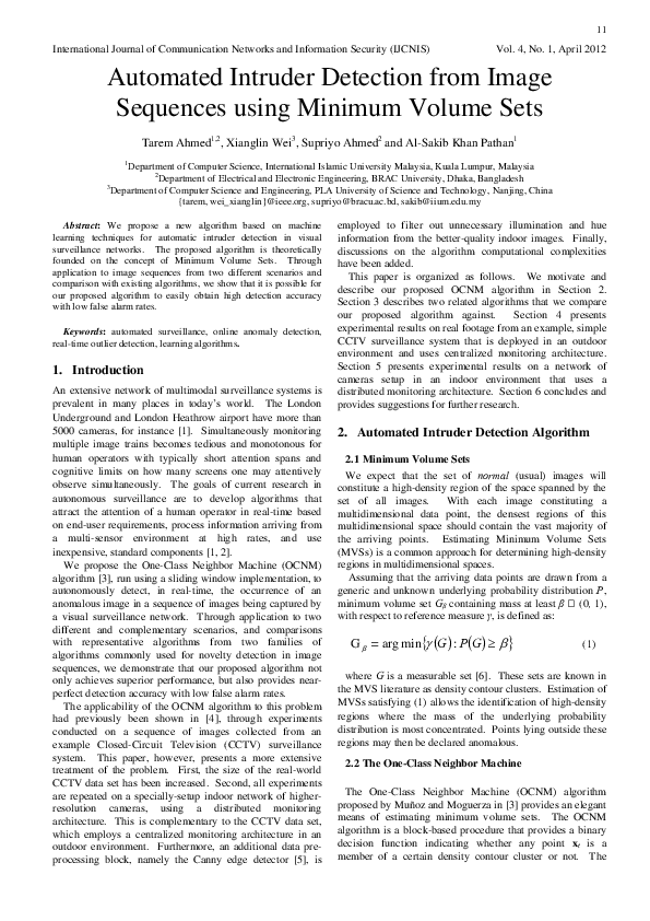 (PDF) Automated Intruder Detection from Image Sequences using Minimum ...